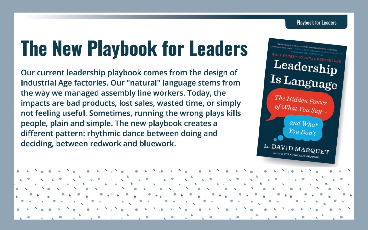 Resources – David Marquet, Author, Keynote Speaker, Creator of Intent ...